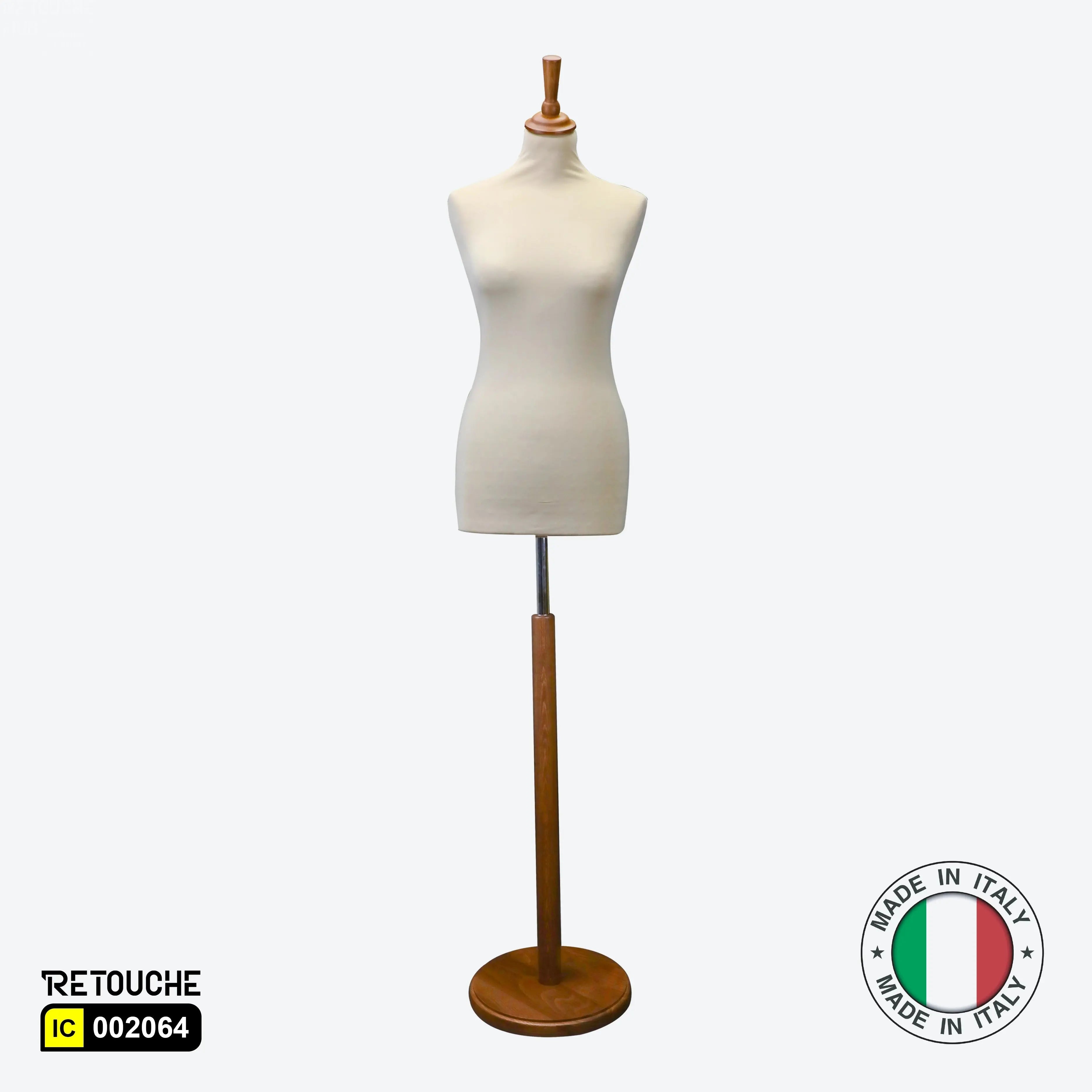 Female Mannequin Beige Bust, Italy Bust Foam, Walnut Round Base ...