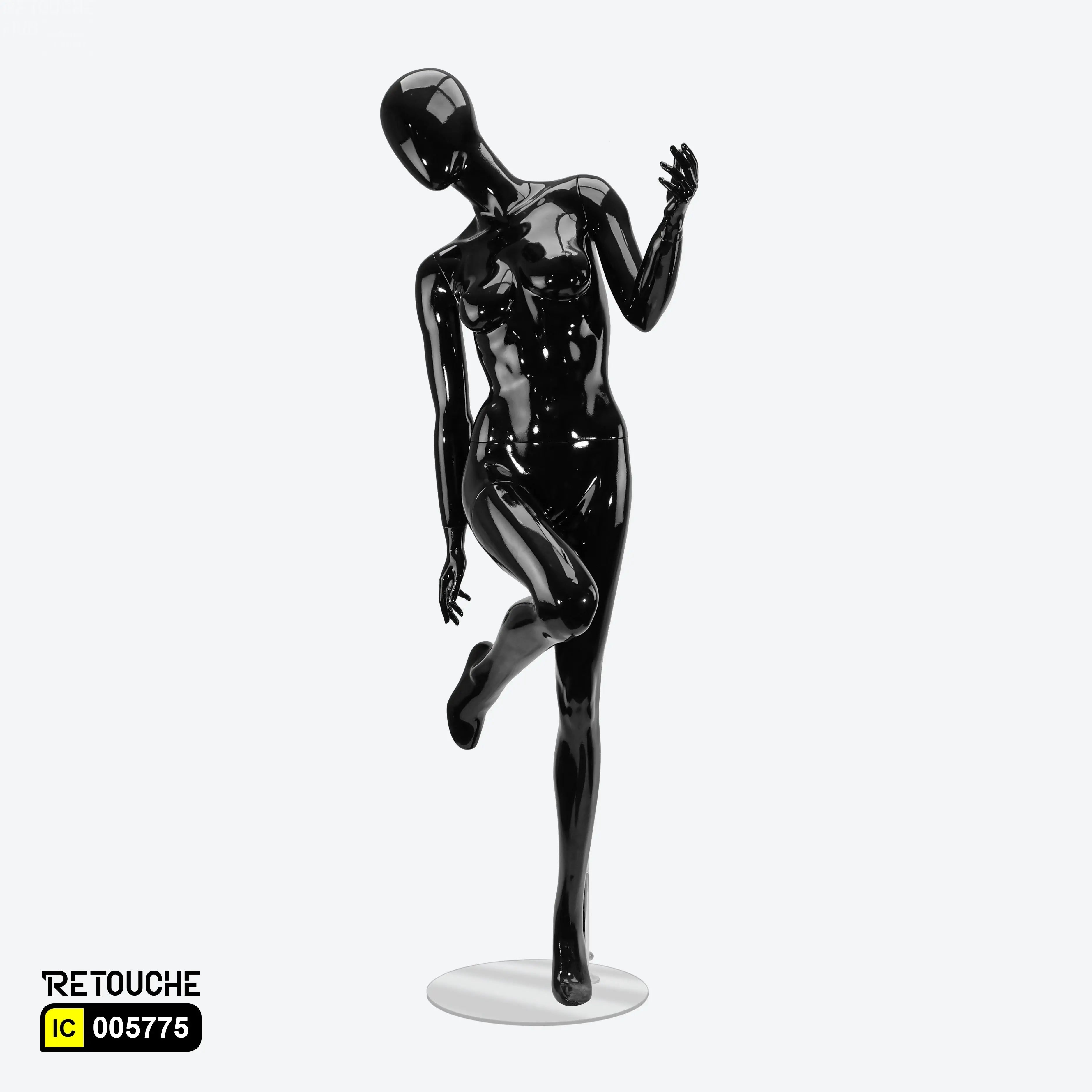 Female Mannequin, Egg Face, Full Body, Glossy Black Color - Retouche ...