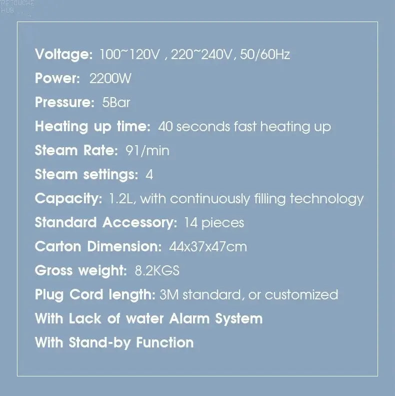 High Pressure Steam Cleaner | 5 Bar | 2200 W - Retouche Hub General ...