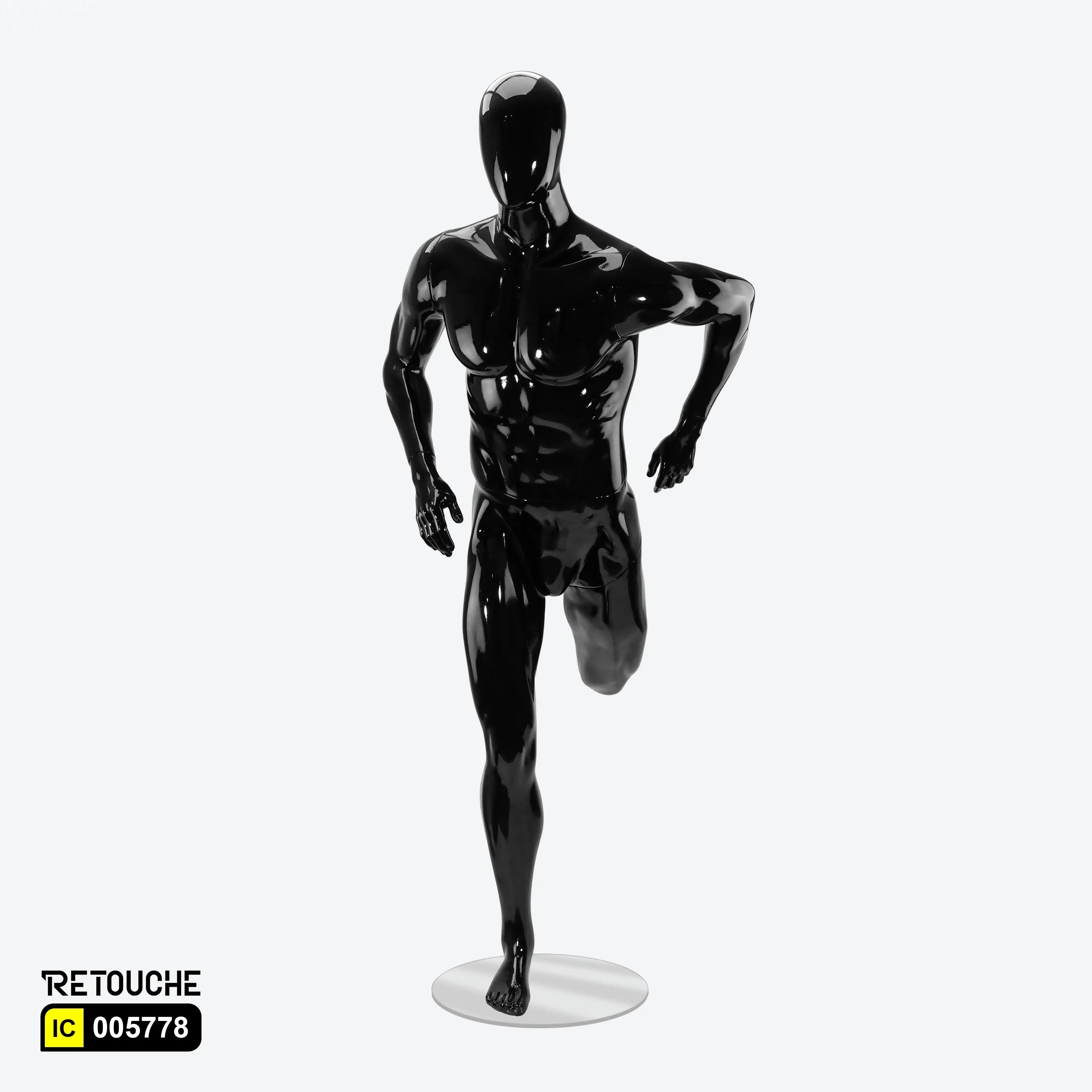 Male Mannequin, Athletic, Egg Face, Full Body, Glossy Black Color ...