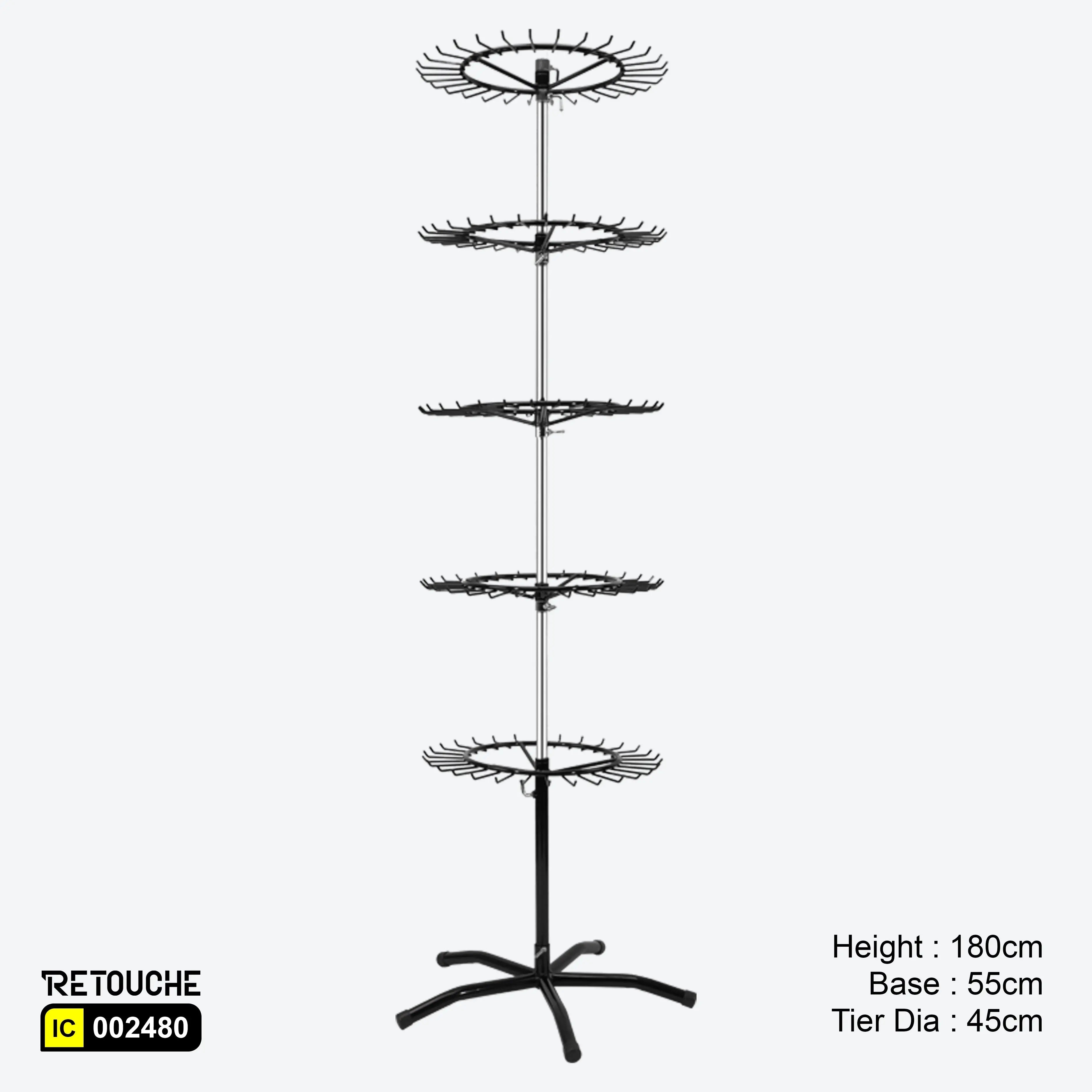 Spinner Display Rack Stand with Hooks, 5-Tier, Chrome & Balck ...