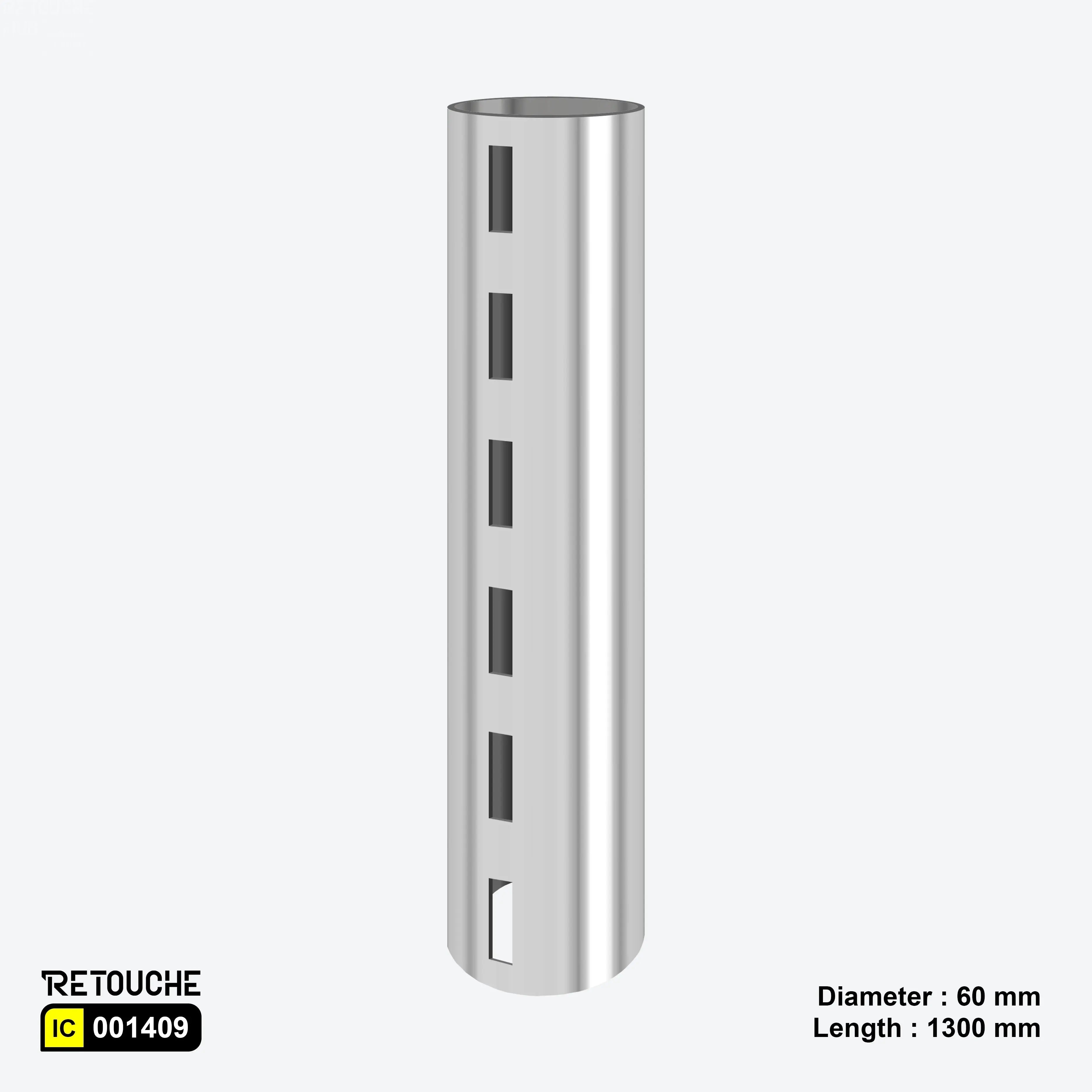 Upright Single Slotted Round Tube, Metal, Chrome - Retouche Hub ...